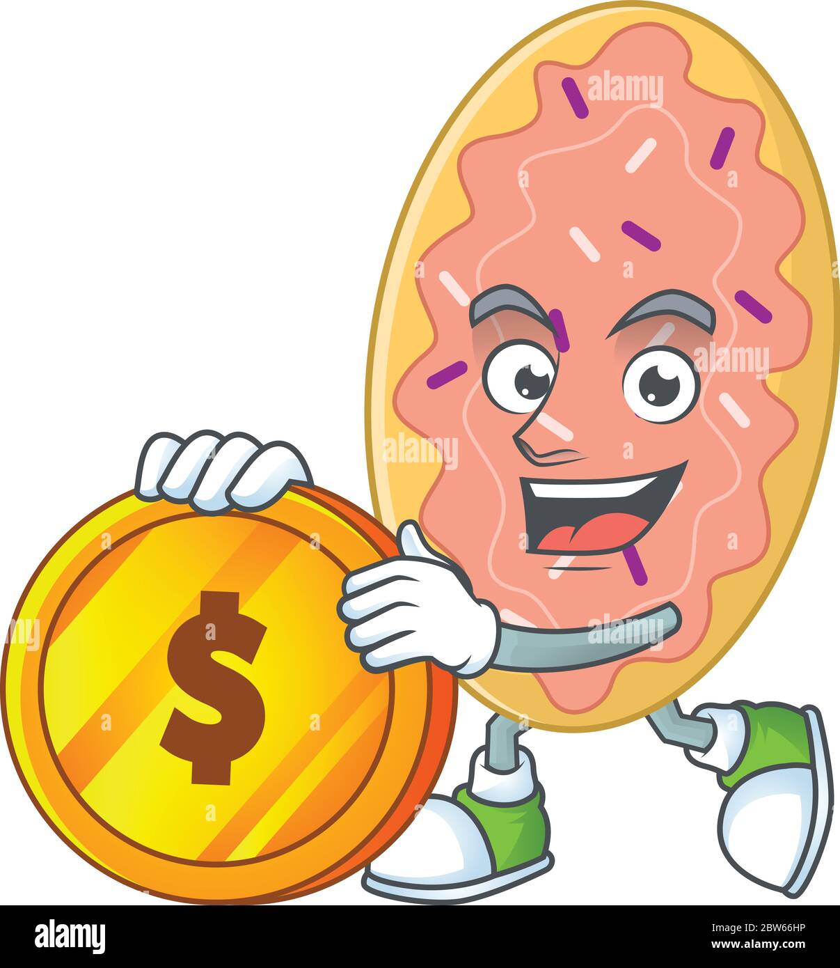 cartoon picture of bread rich character with a big gold coin Stock ...