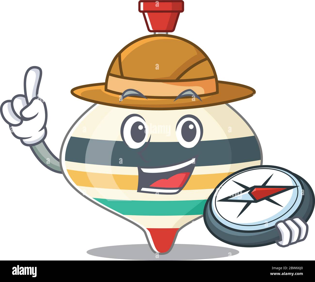 mascot design concept of top toy explorer using a compass in the forest ...