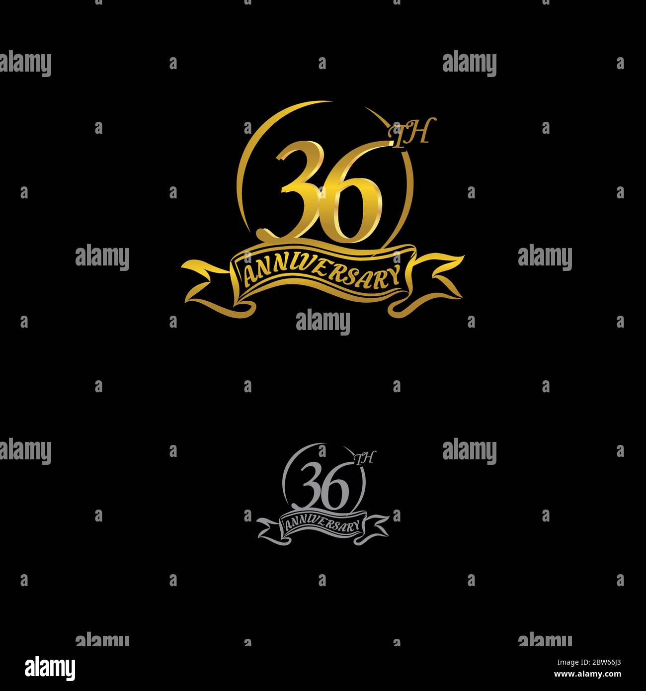 Celebrating the 36th anniversary logo, with gold rings and gradation ...