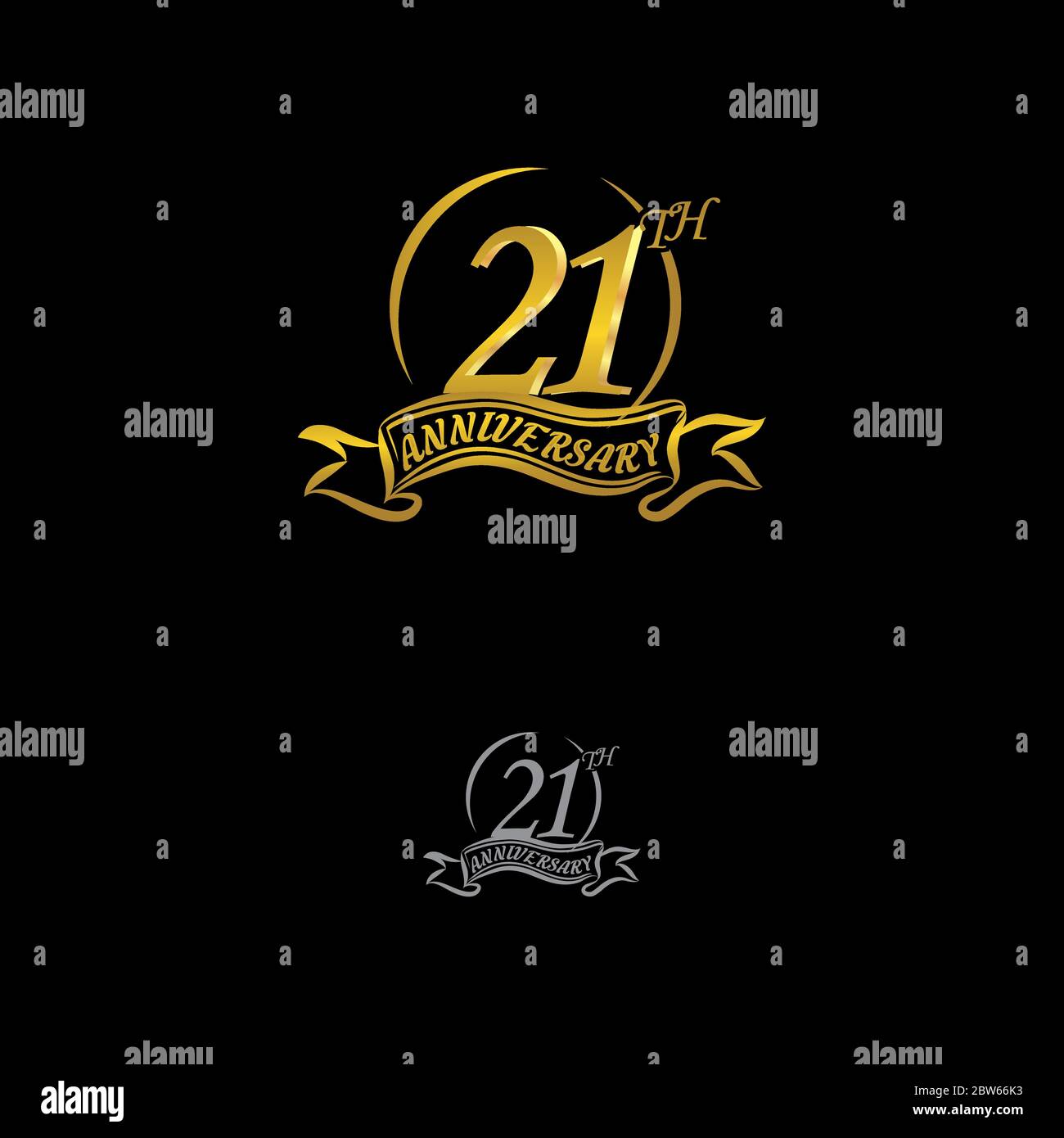 Celebrating the 21th anniversary logo, with gold rings and gradation ...