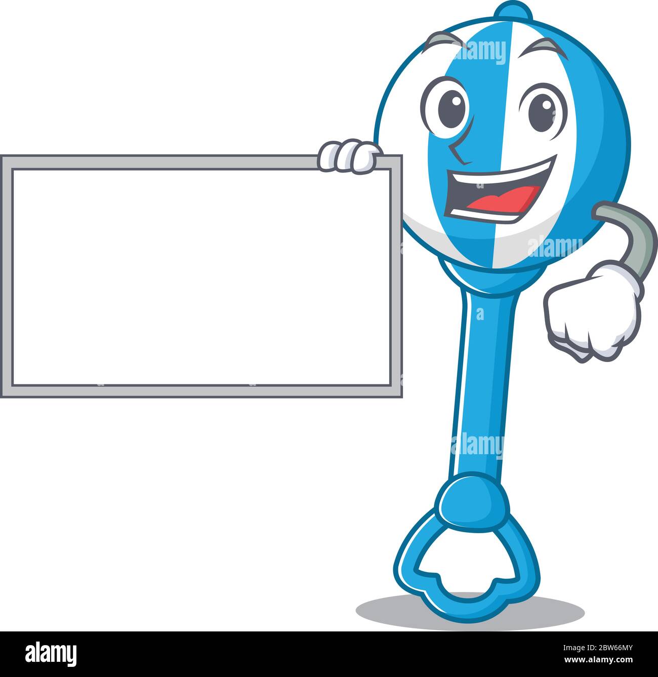 Cartoon character design of rattle toy holding a board Stock Vector ...