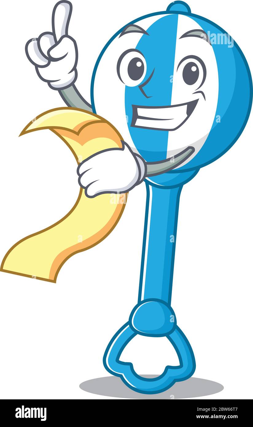 Rattle toy mascot character style with a menu on his hand Stock Vector ...