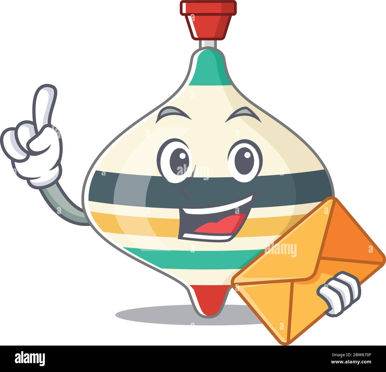 A picture of cheerful top toy cartoon design with brown envelope Stock ...