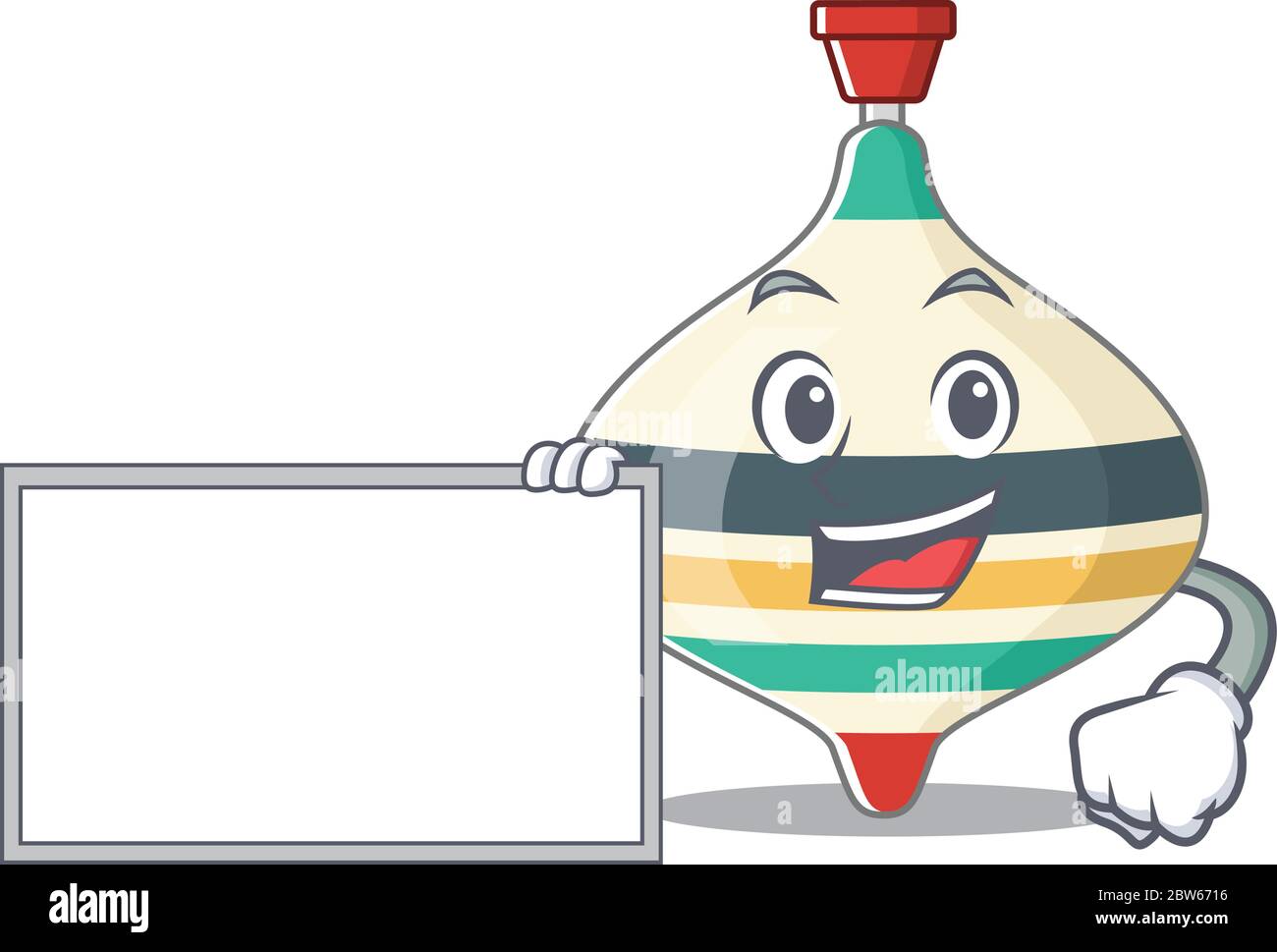 Cartoon character design of top toy holding a board Stock Vector Image ...