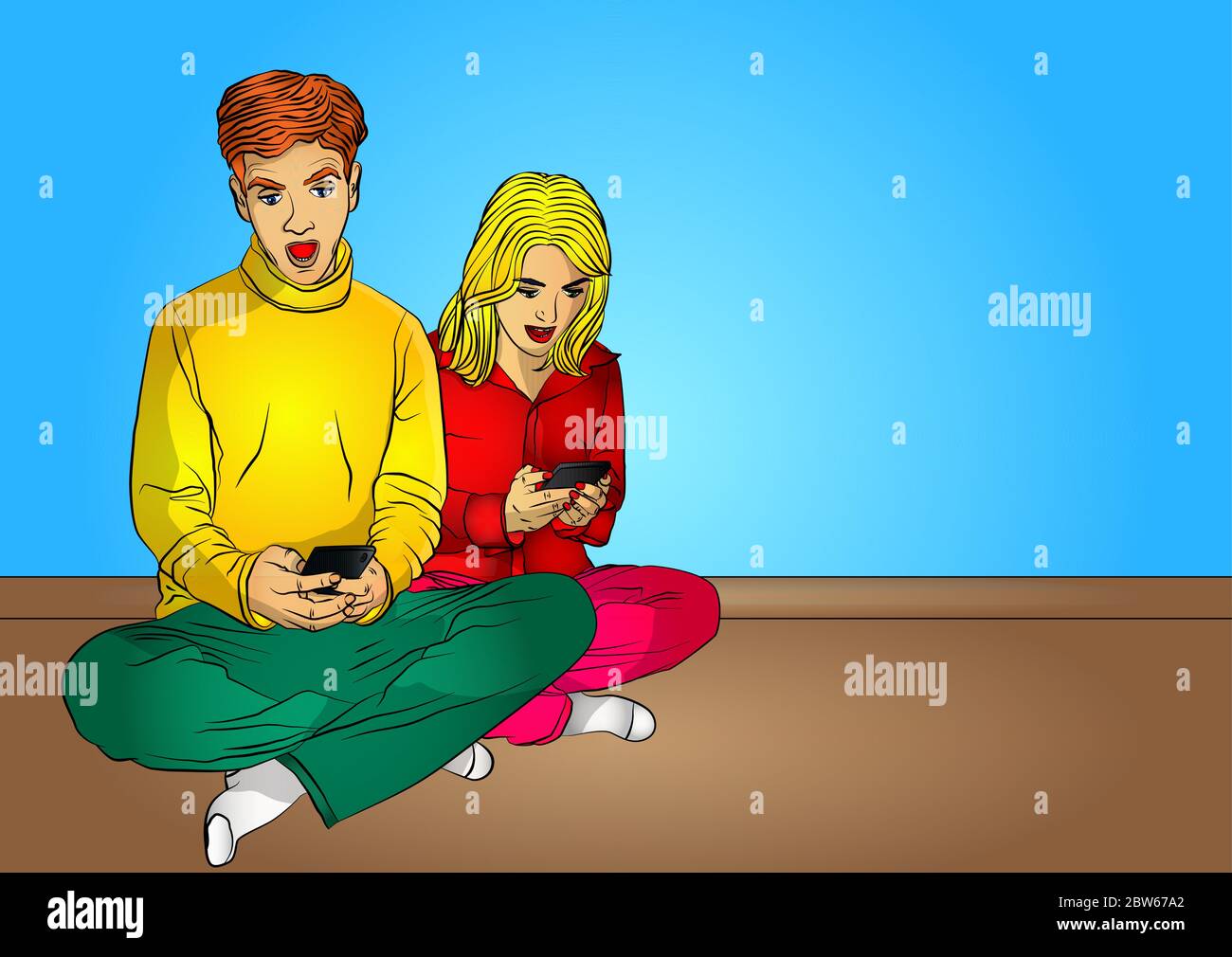 Using two cell phones Stock Vector Images - Alamy