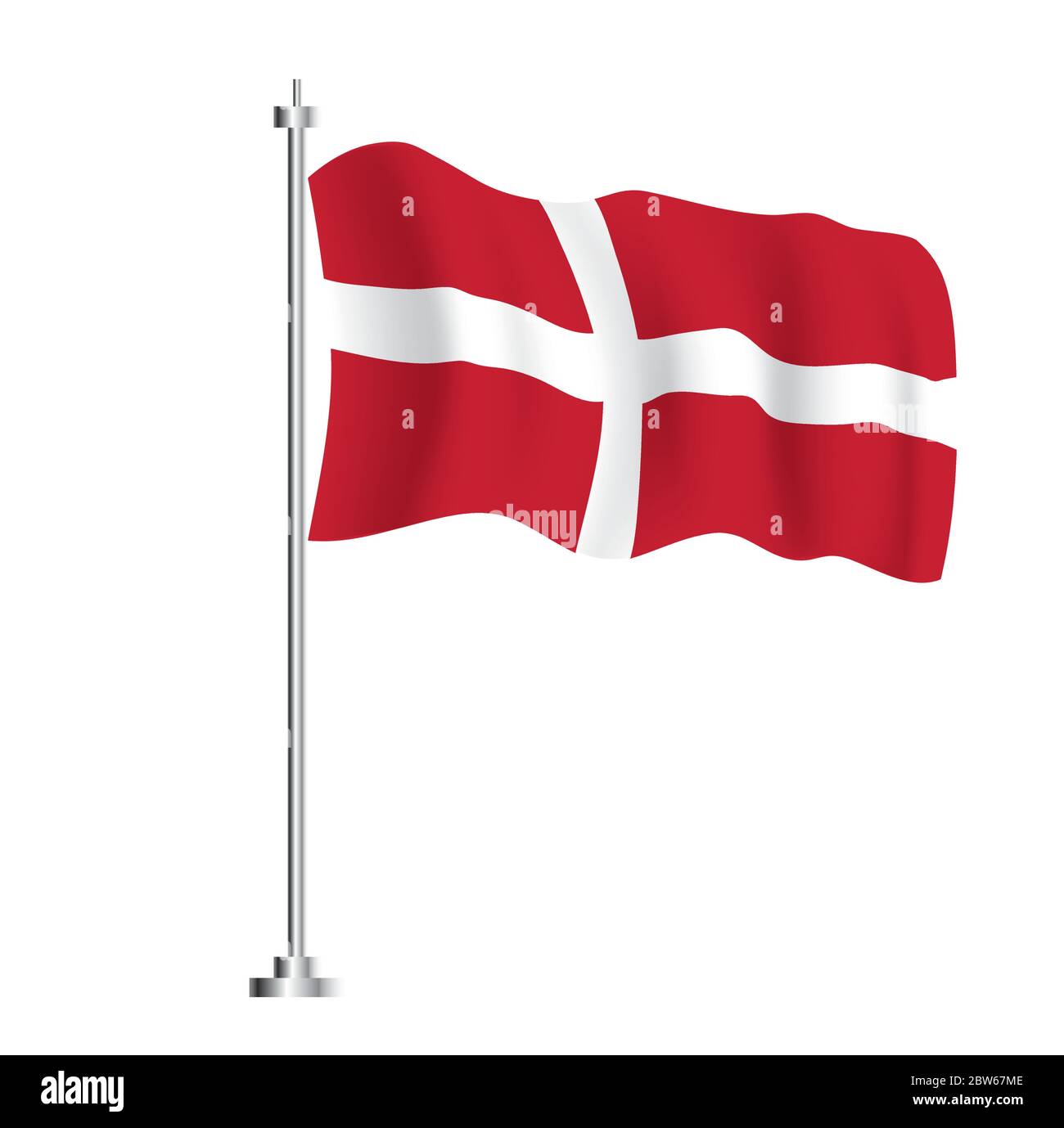 Denmark Flag. Isolated Wave Flag of Denmark Country. Vector ...