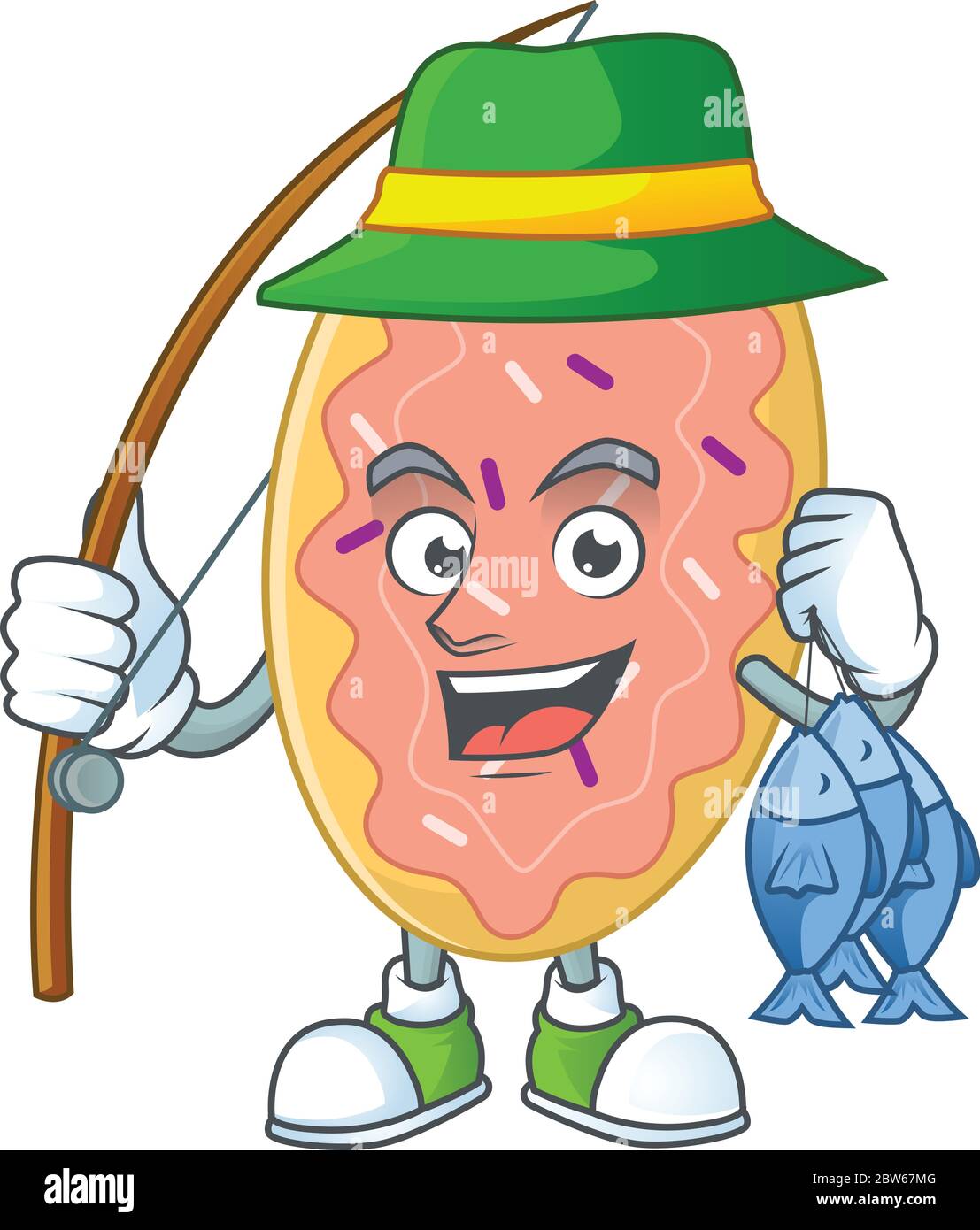 A Caricature picture of bread fisher succeed catch a fish Stock Vector ...