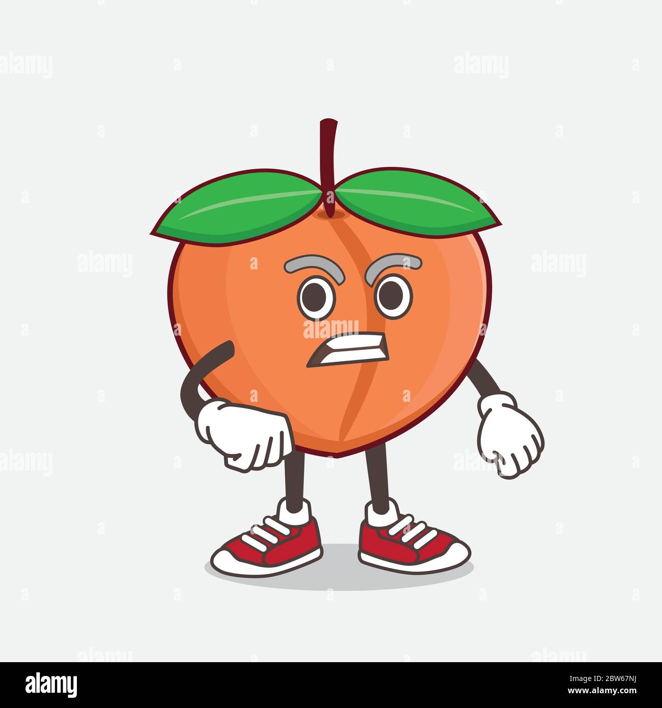 An illustration of Peach Fruit cartoon mascot character with angry face ...
