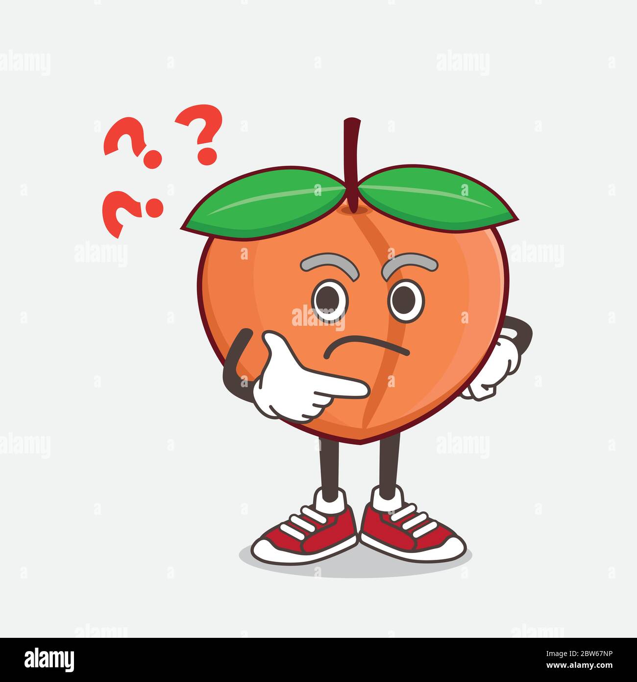 An illustration of Peach Fruit cartoon mascot character in a confused ...