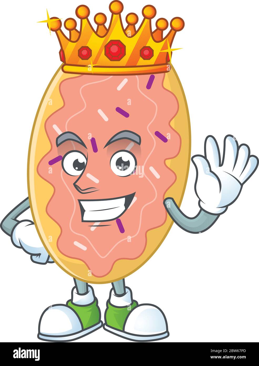 A charming King of bread cartoon character design with gold crown Stock ...