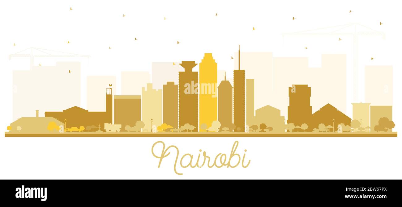 Nairobi Kenya City Skyline Silhouette with Golden Buildings Isolated on ...