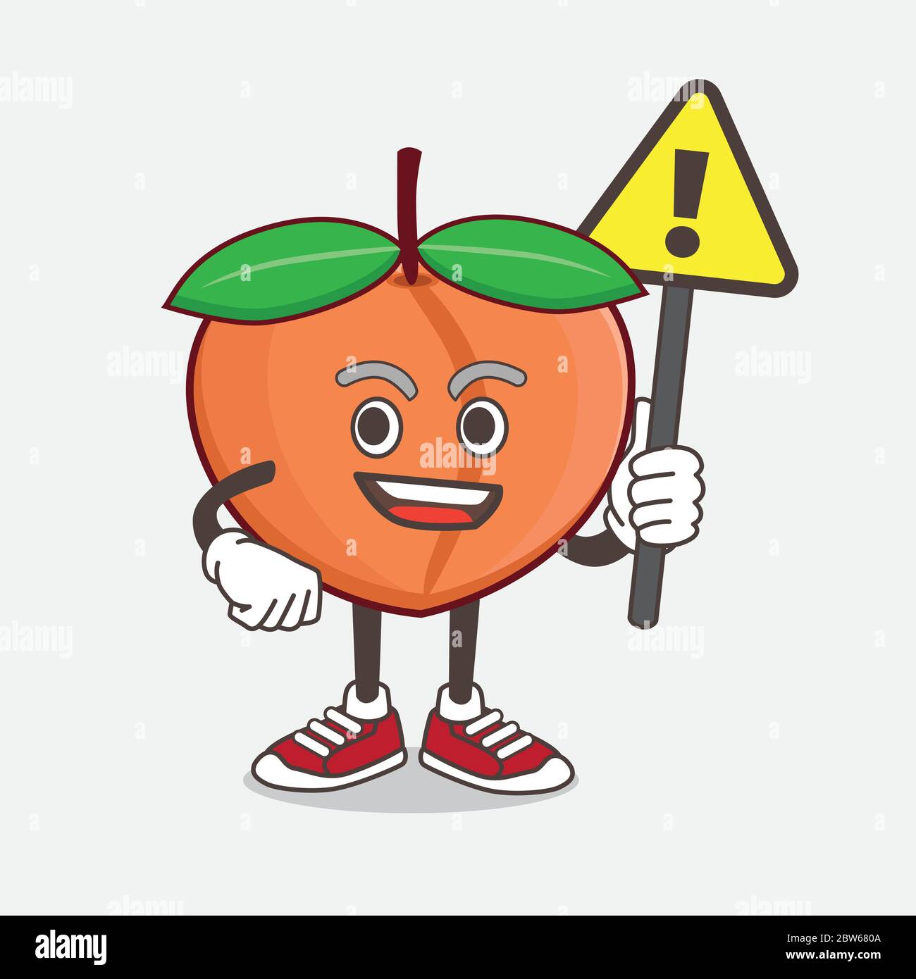 An illustration of Peach Fruit cartoon mascot character rise up a ...
