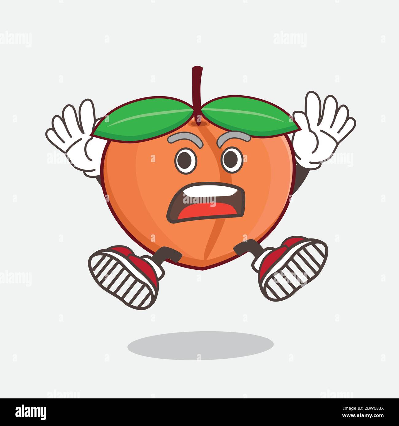 An illustration of Peach Fruit cartoon mascot character with shocked ...