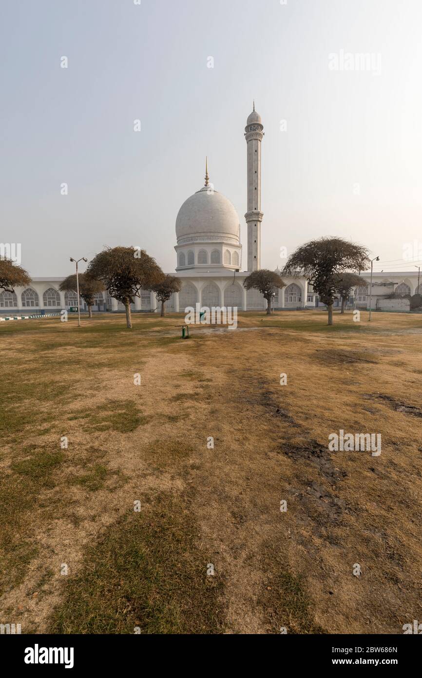 View of the dome and spire of the famous Hazratbal shrine in Srinagar ...
