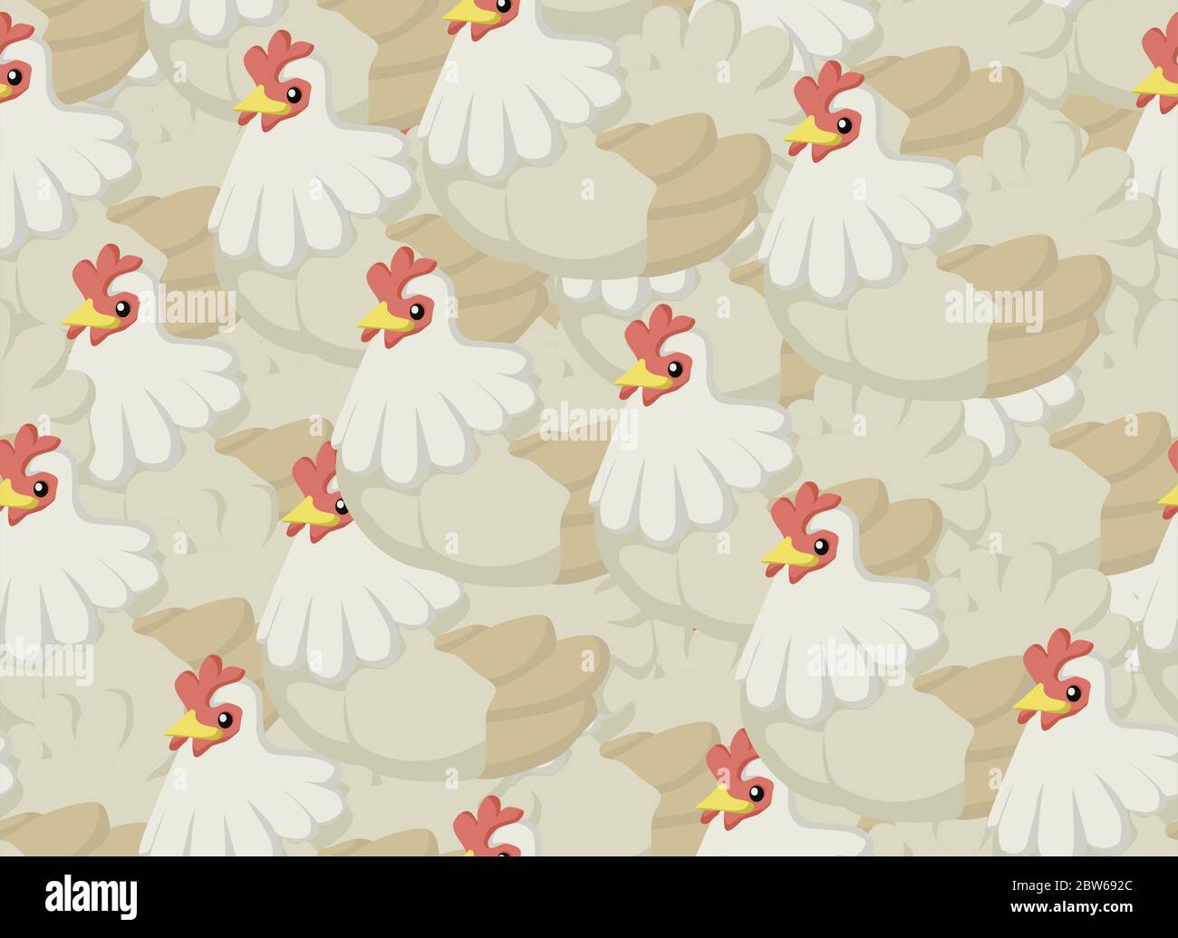 Chickens cartoon, seamless texture pattern, color vector illustration ...