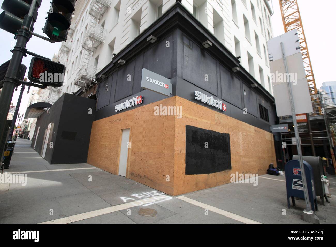 Swatch boarded up storefront on May 2, 2020 in San Francisco ...