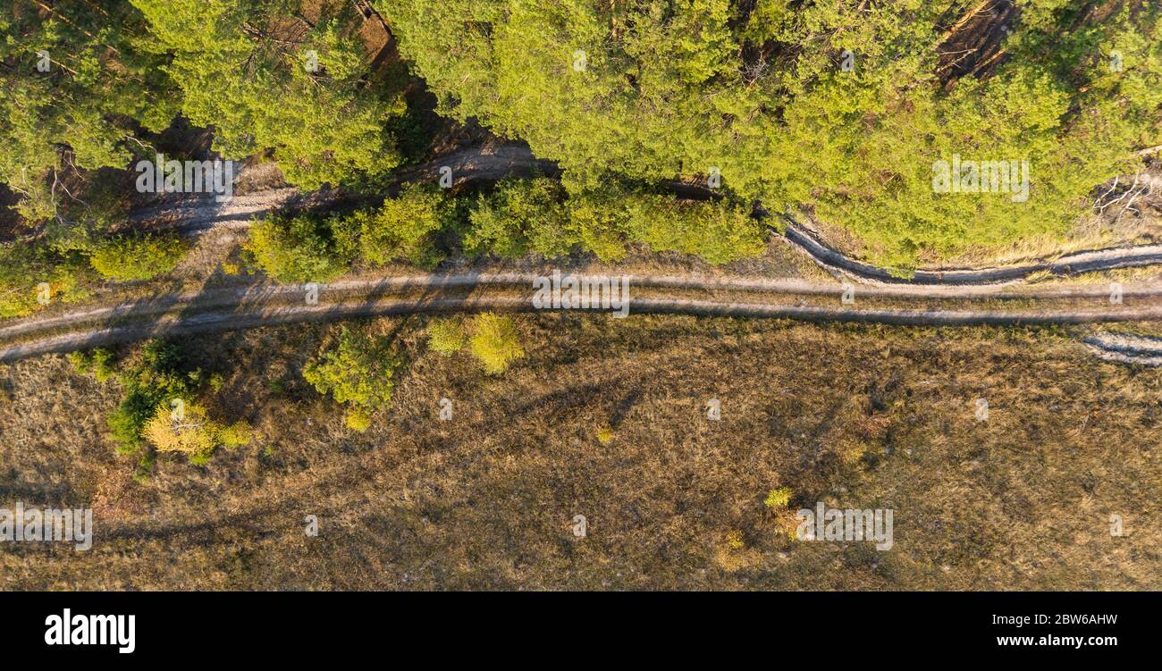 country road, view from above, aerial view Stock Photo - Alamy