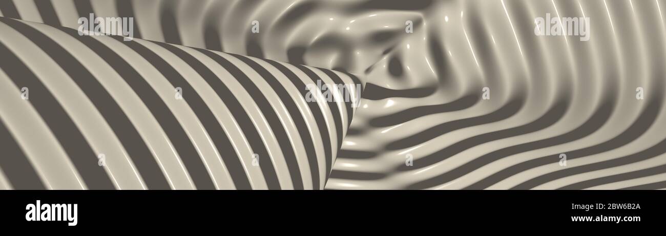 Ultra wide 3D abstract background of curved geometrical patterns of ...