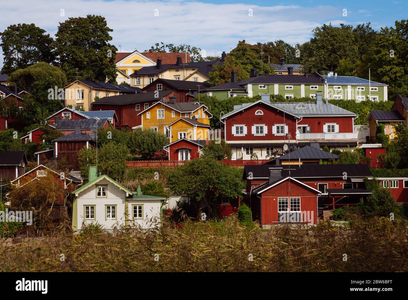 Colorful houses in the old city of Porvoo Stock Photo - Alamy