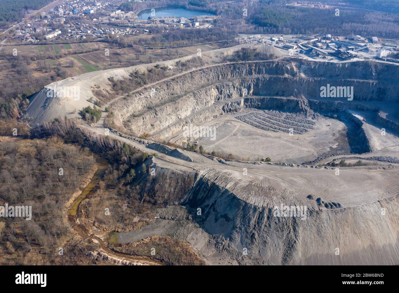 Open pit granite quarry, view from above Stock Photo - Alamy