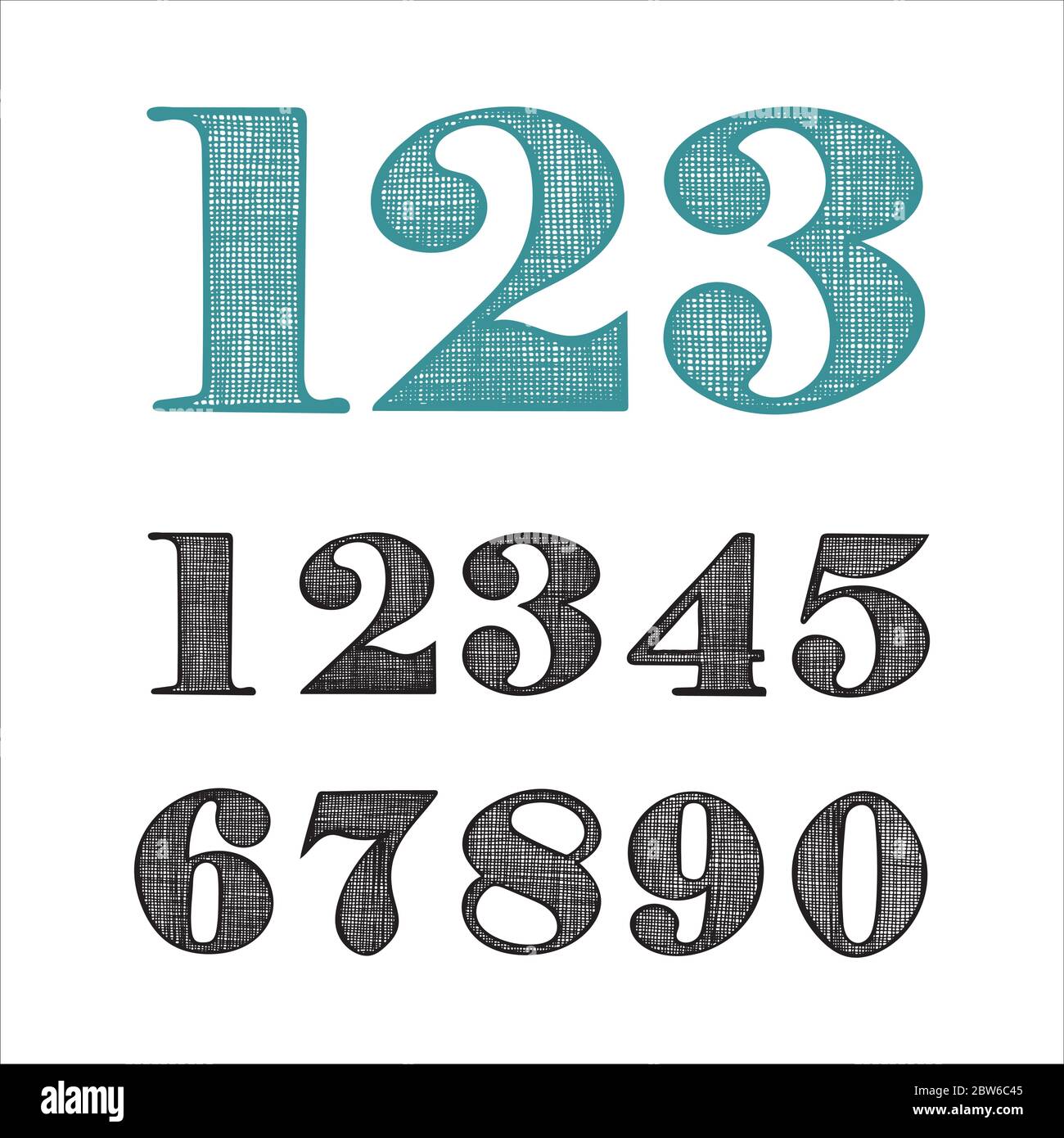 Numbers. Hand drawn vector numbers. Sketch drawing numbers. Part of set ...