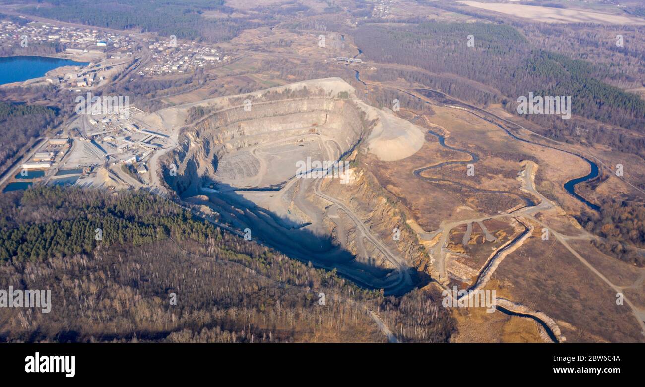 Open pit granite quarry, view from above Stock Photo - Alamy