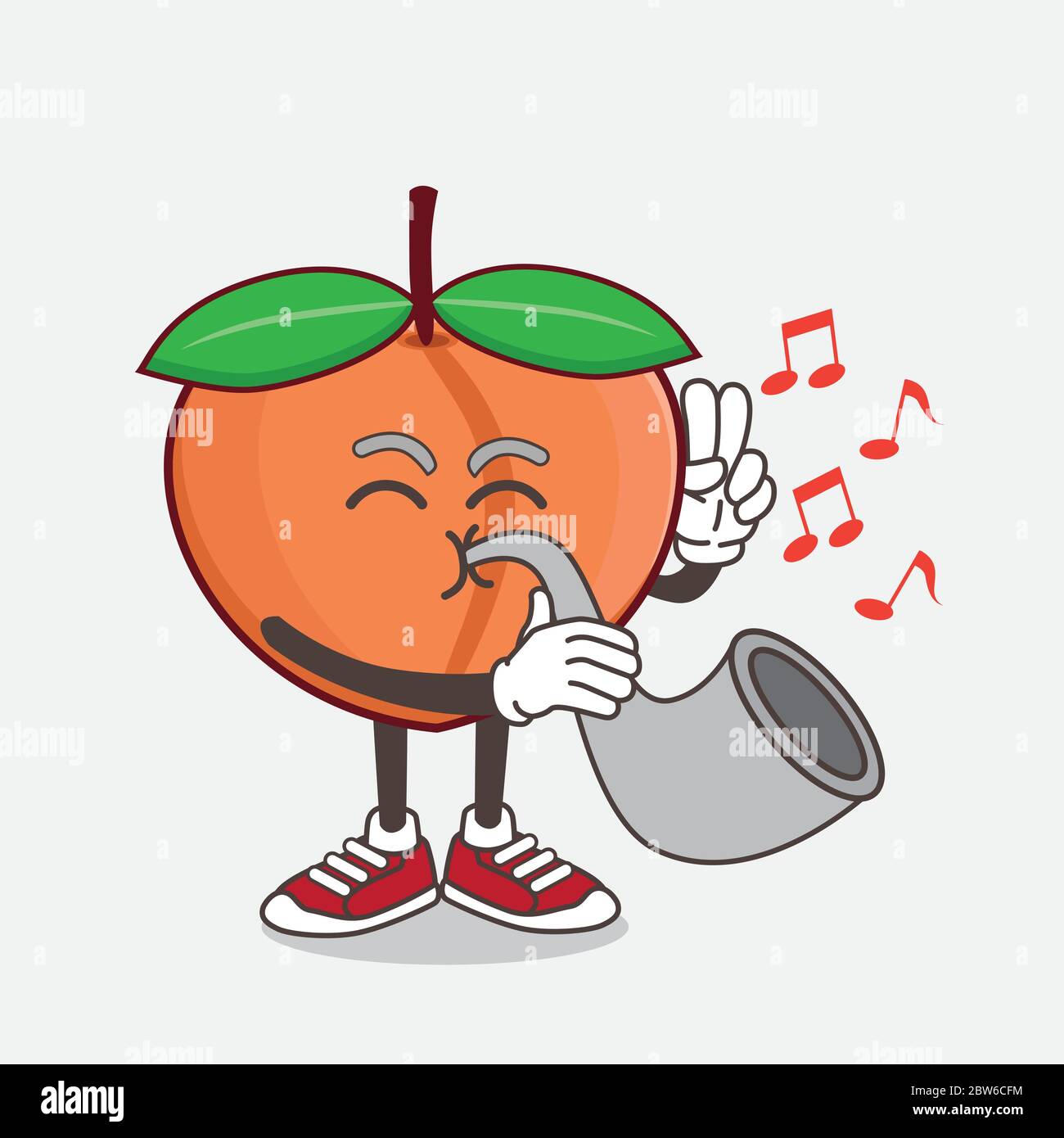 An illustration of Peach Fruit cartoon mascot character playing music ...