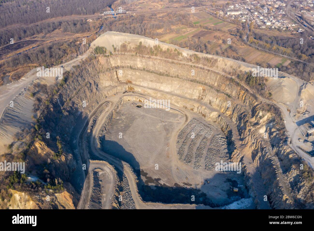 Open pit granite quarry, view from above Stock Photo - Alamy
