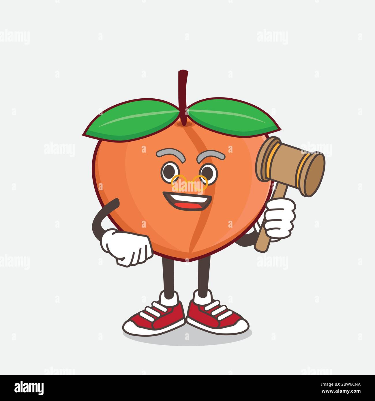 An illustration of Peach Fruit cartoon mascot character as wise judge ...