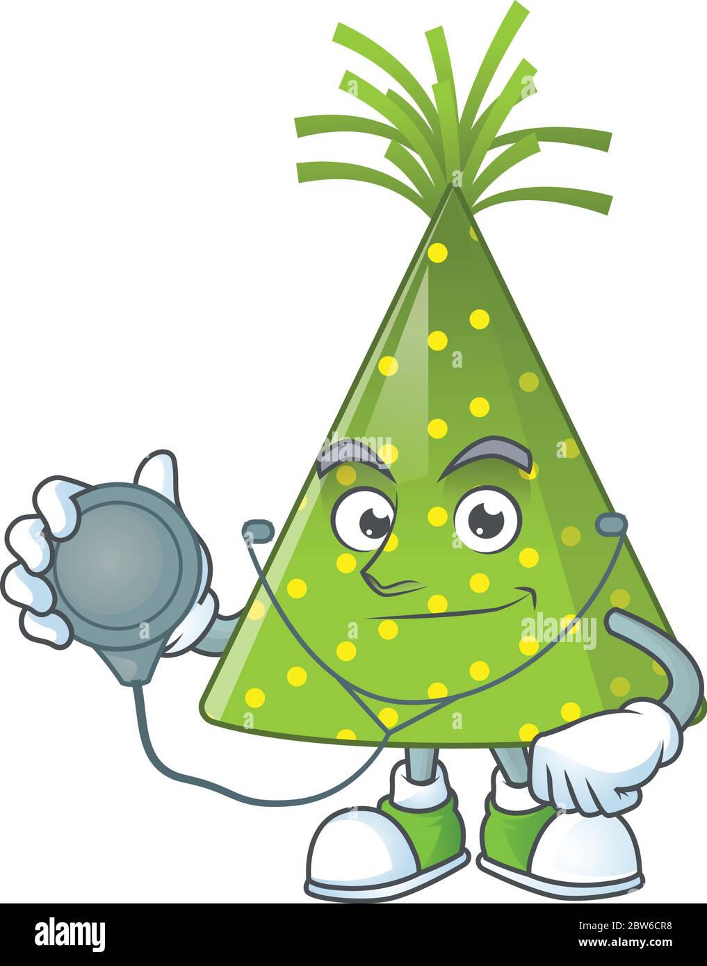 Cartoon character of green party hat dedicated Doctor Work with ...
