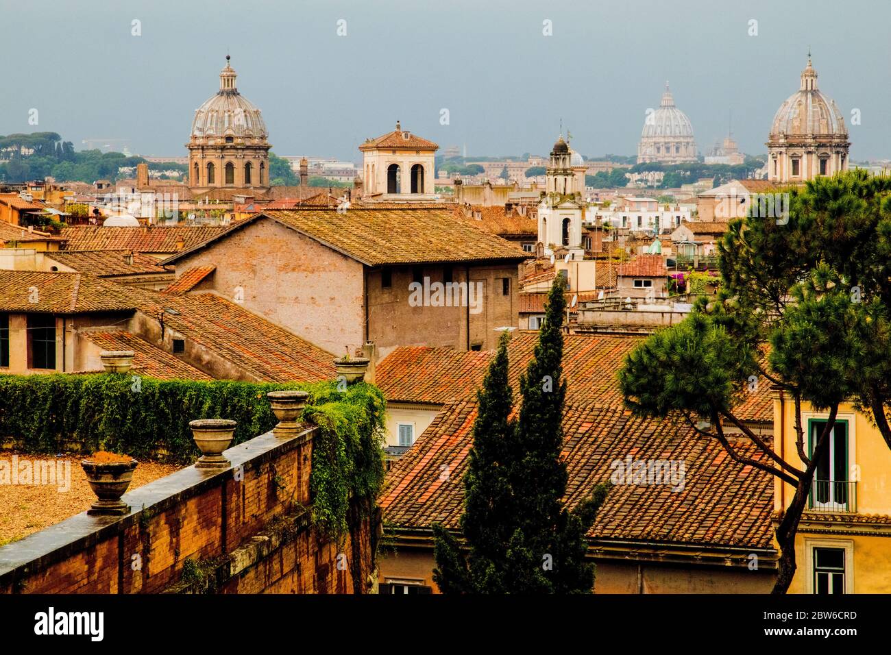 The tiled rooftops of Rome Italy Stock Photo - Alamy