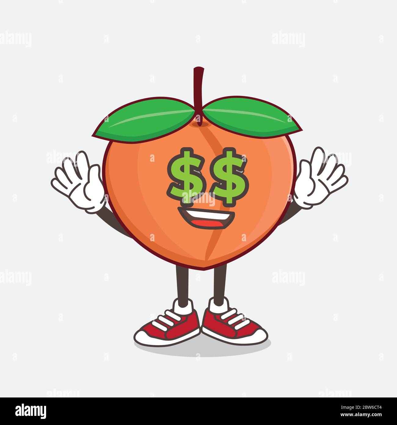 An illustration of Peach Fruit cartoon mascot character with money ...