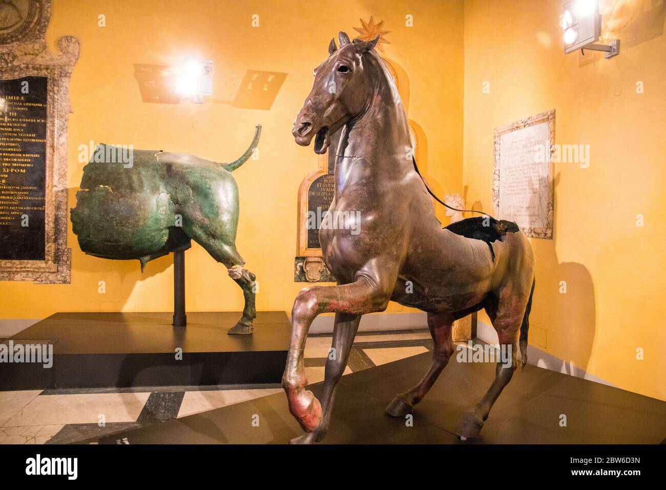 Gilded bronze horse sculpture in Castellani gallery in the Capitoline ...