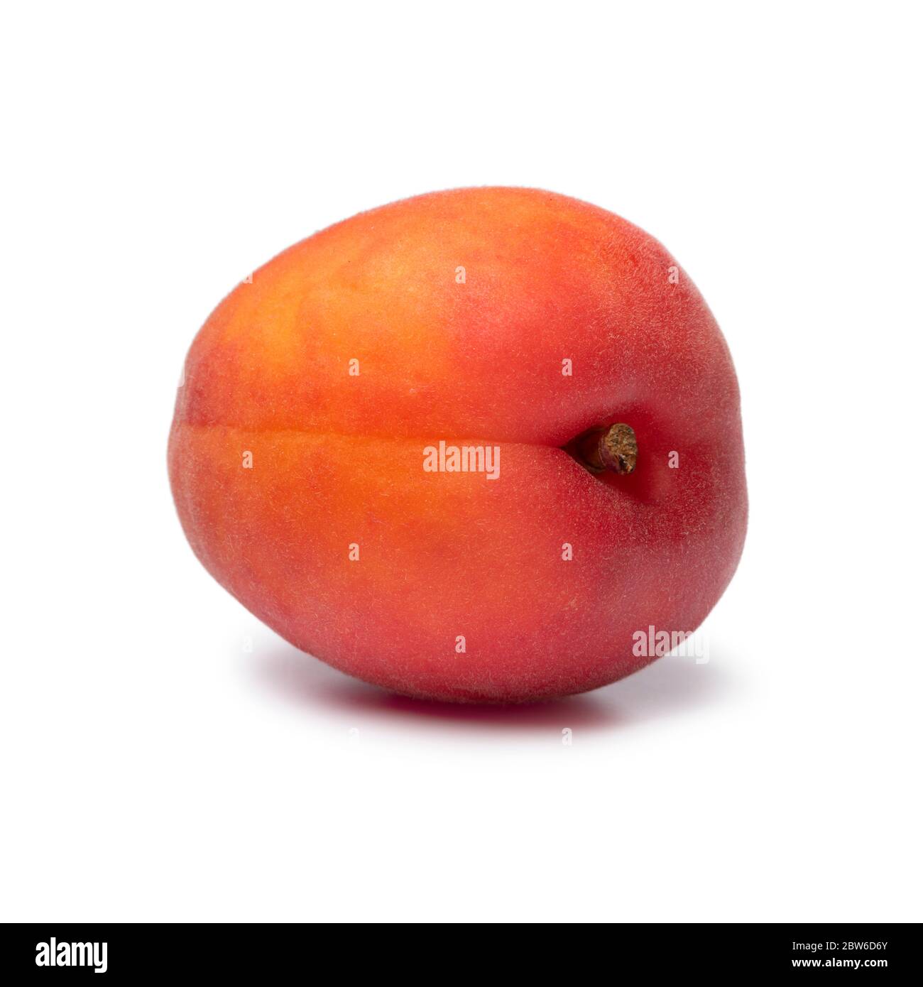 Single whole fresh red velvet apricot close up on white background ...