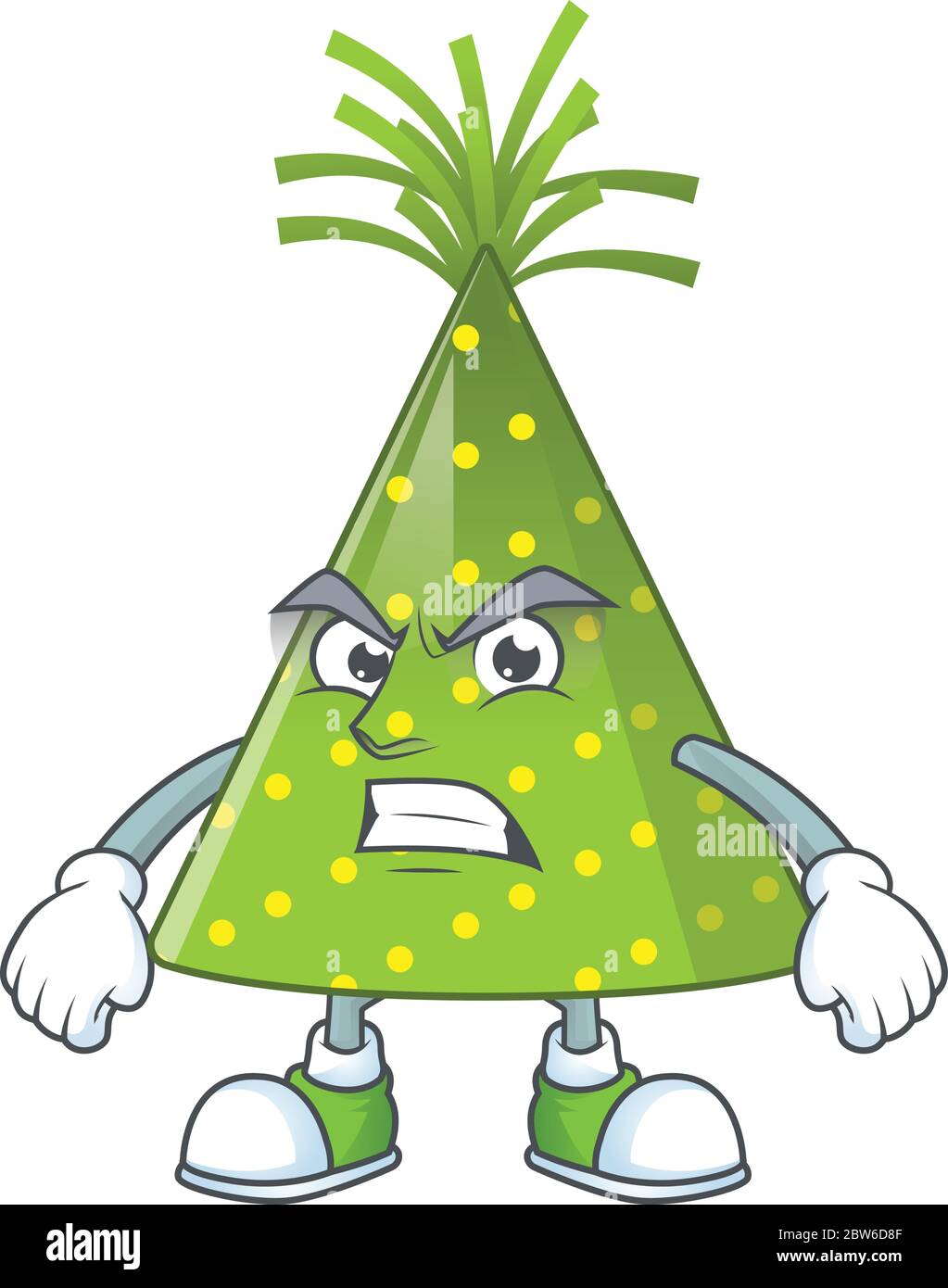 cartoon drawing of green party hat showing angry face Stock Vector ...
