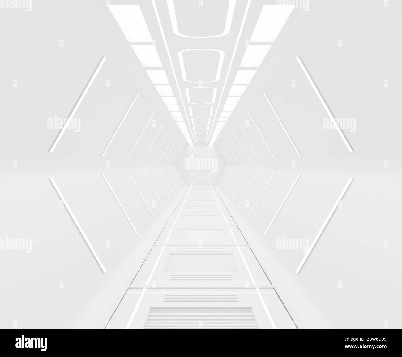 3D rendering furnished ,Spaceship white interior background Stock Photo - Alamy