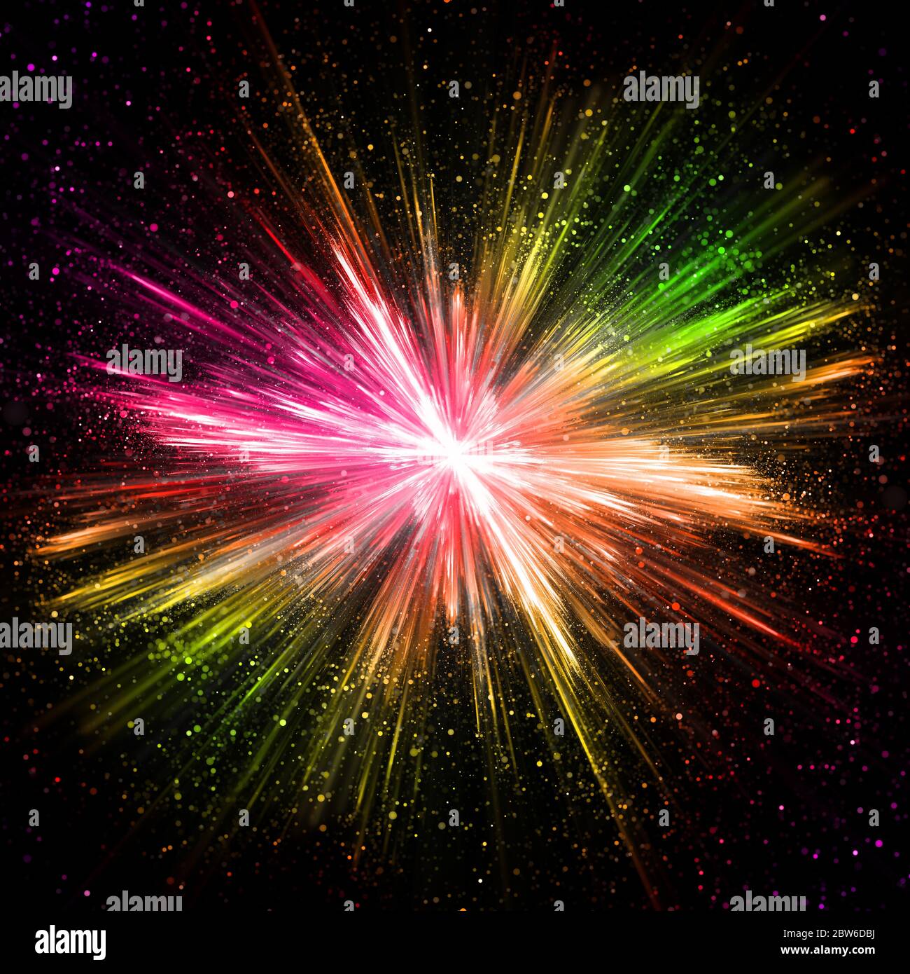 Rainbow colored explosion of vivid powders, on black background Stock ...