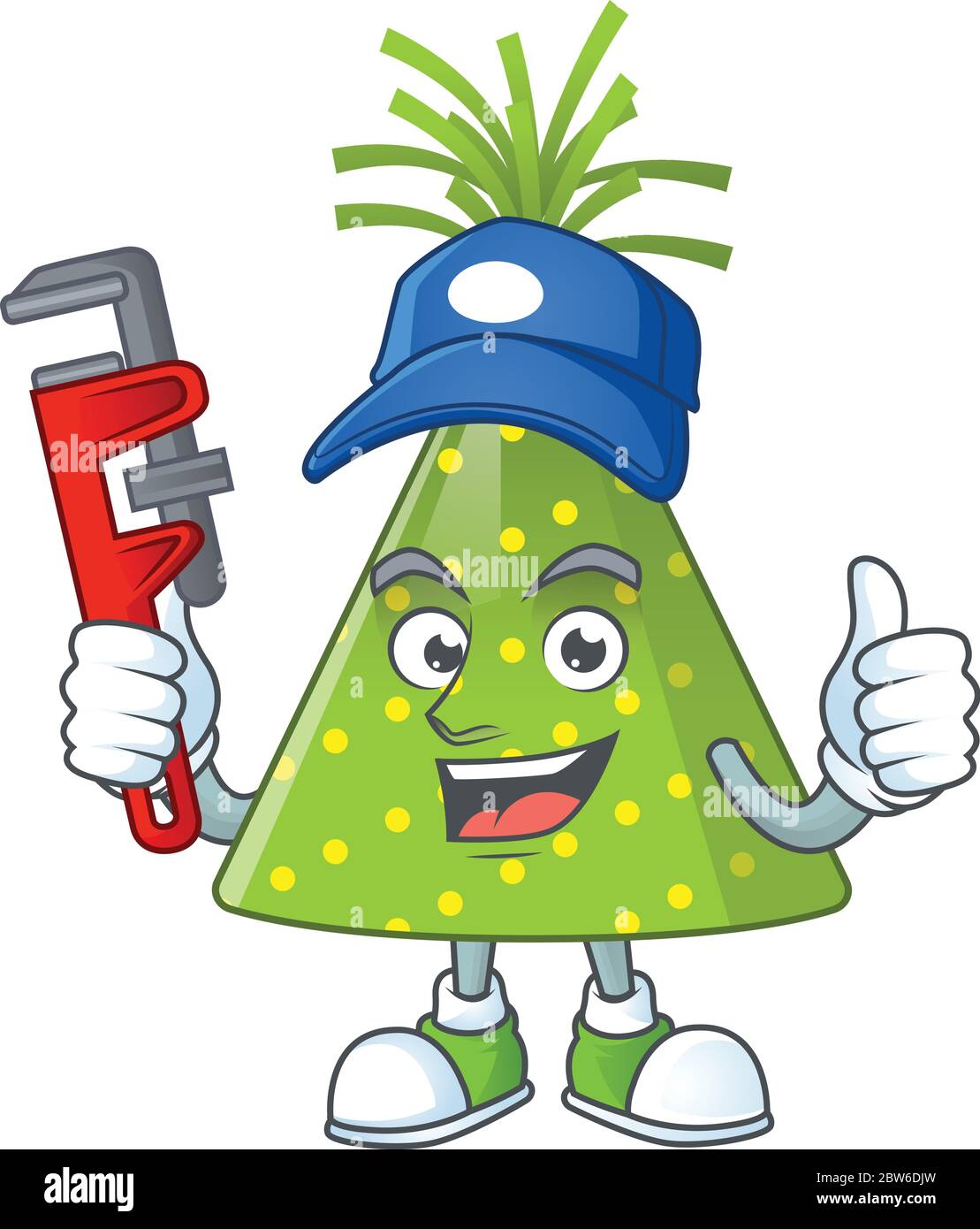 Green party hat Cartoon drawing concept work as smart Plumber Stock ...