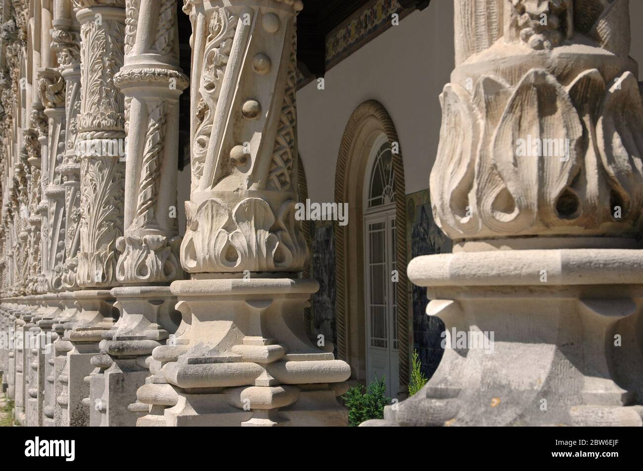 Sculpted columns decorating exterior of the luxurious Palacio Hotel do ...