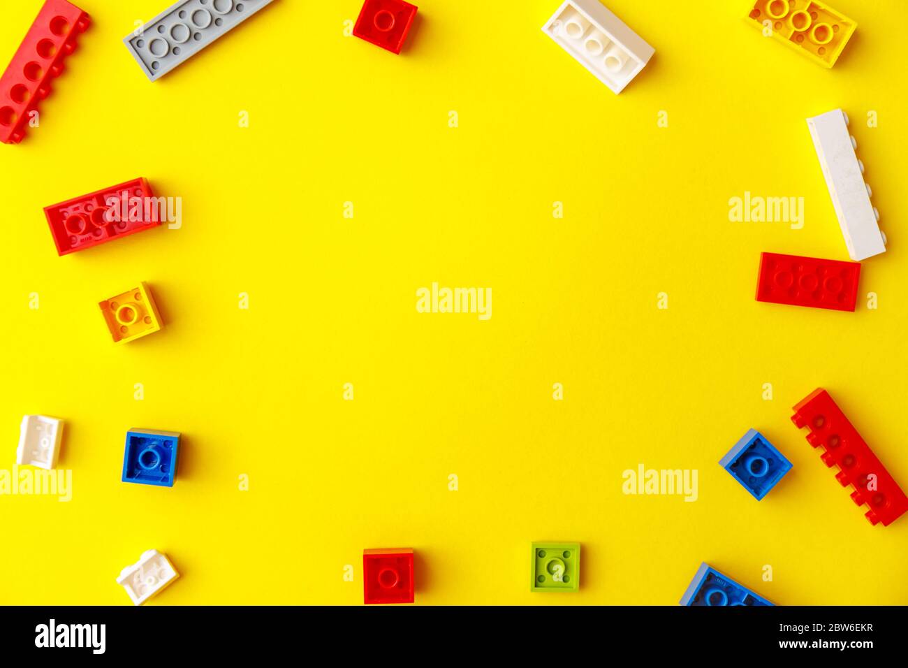Colorful construction bricks for kids. Preschool activity with little ...