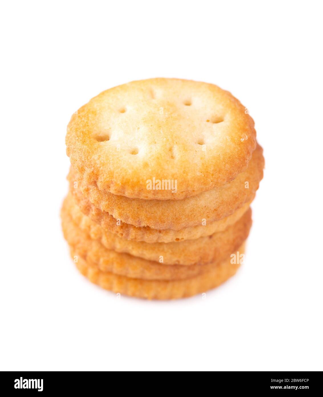 Stack round cracker isolated on white background. Dry cracker cookies ...