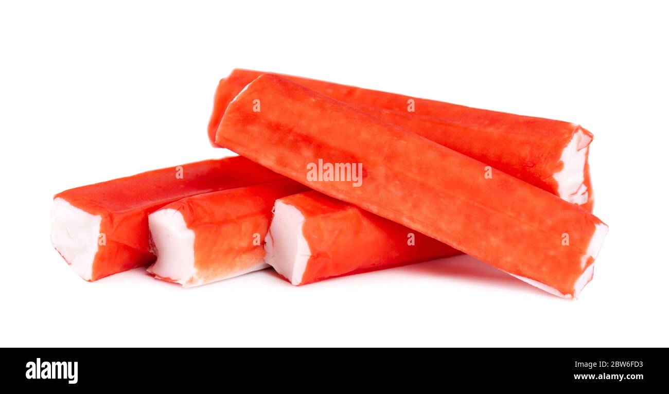 Crab stick isolated on white background. Imitation crab meat. Fish ...