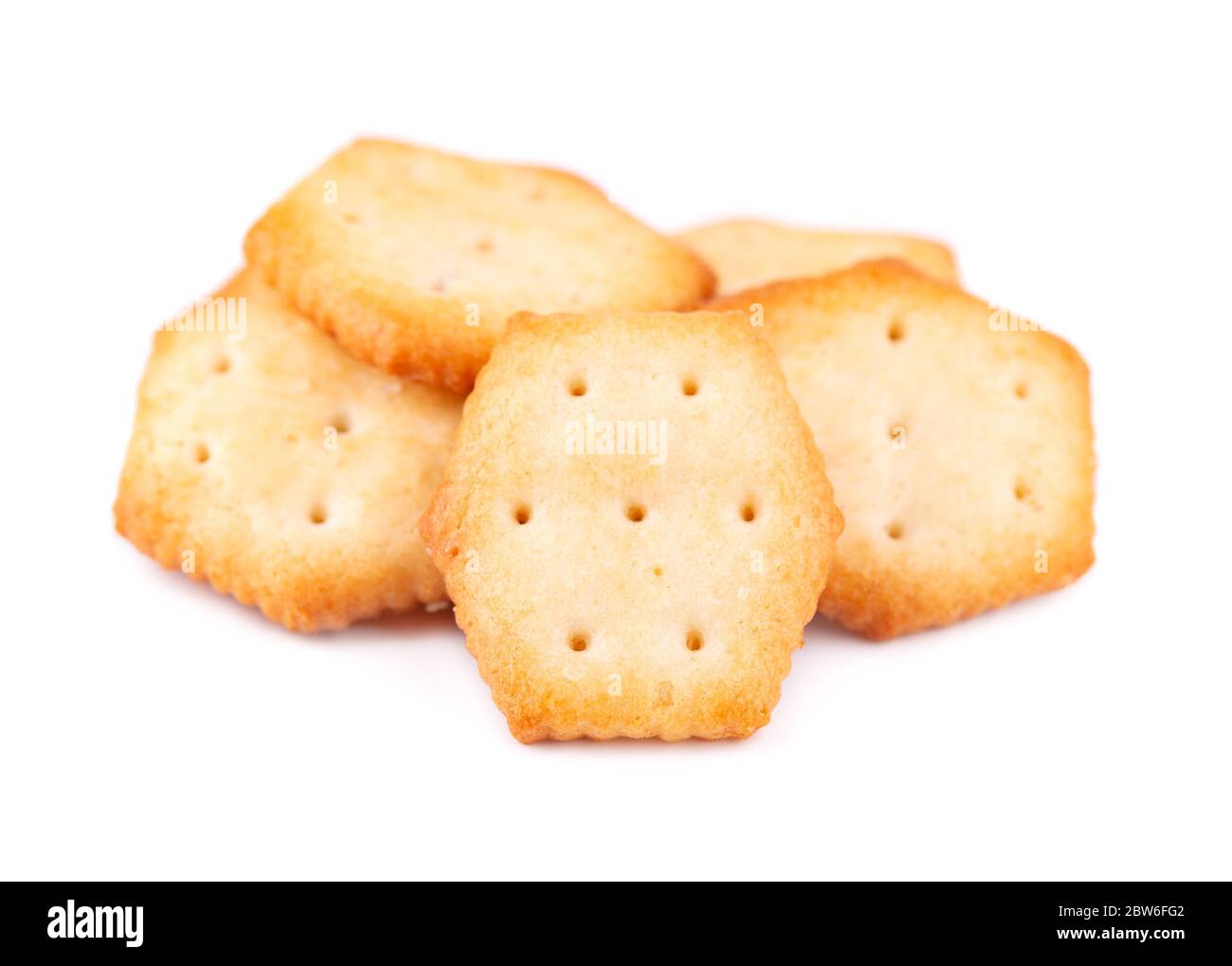 Stack round cracker isolated on white background. Dry cracker cookies ...