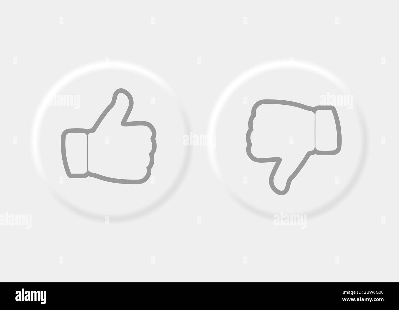 Vector editable neomorphic interface. Buttons like and dislike, round ...