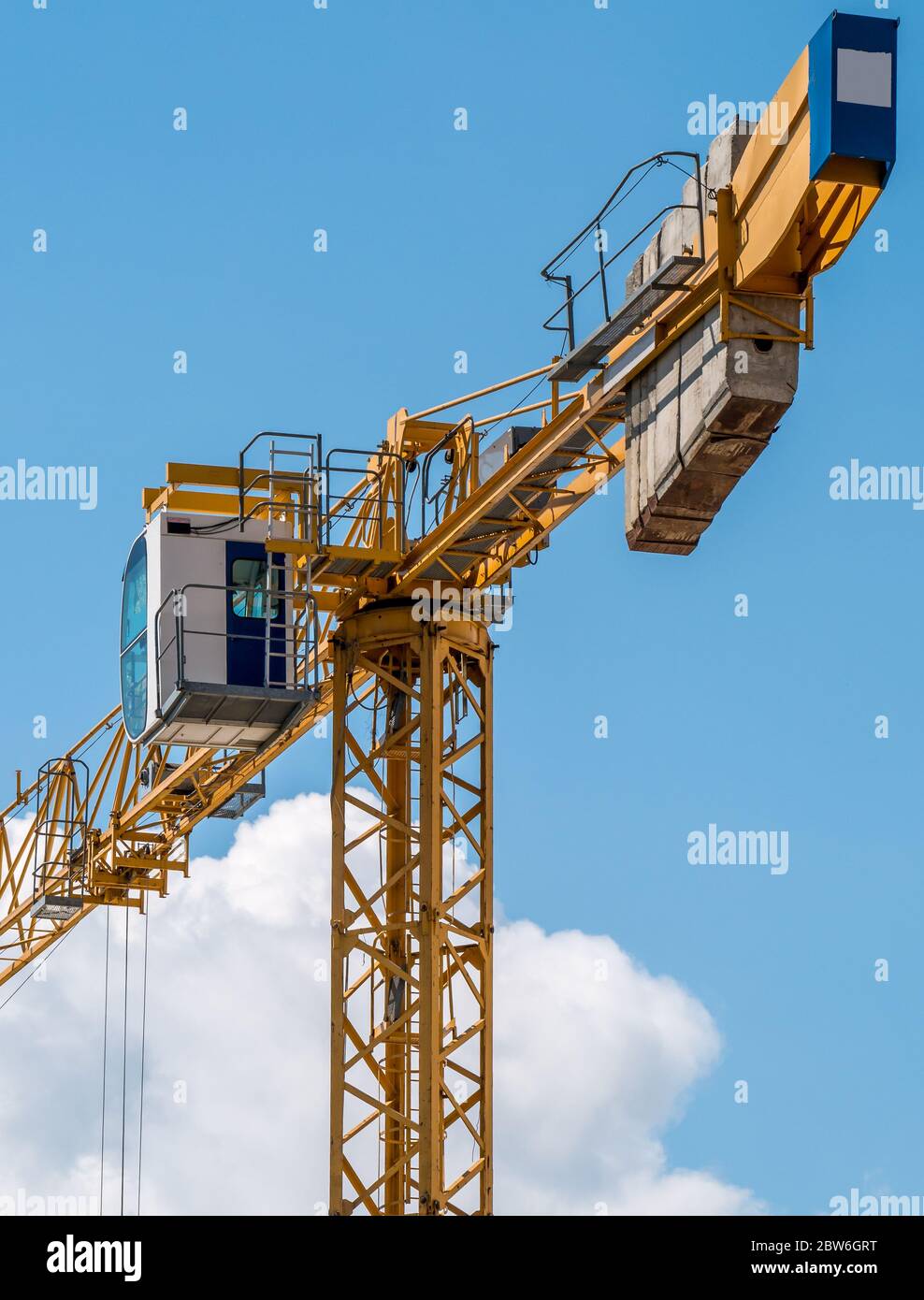 Close up details of a construction crane.Turret Slewing Crane against ...