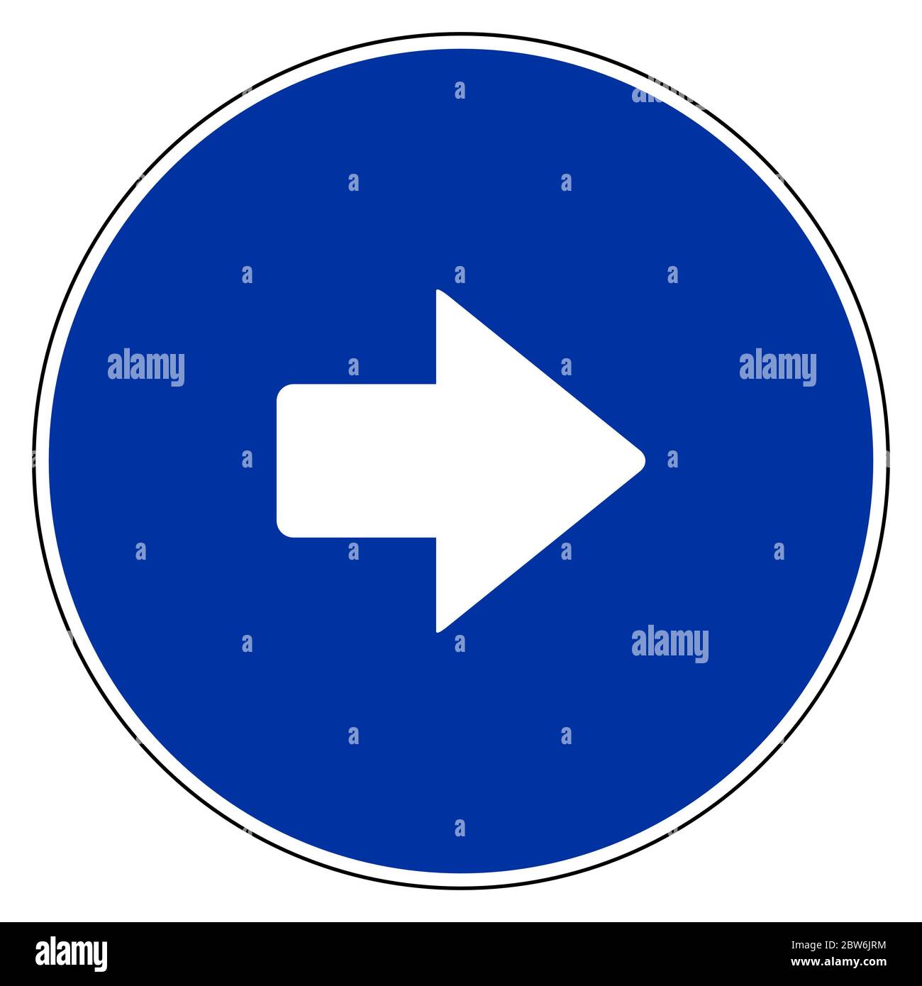 Right arrow and blue sign Stock Photo - Alamy