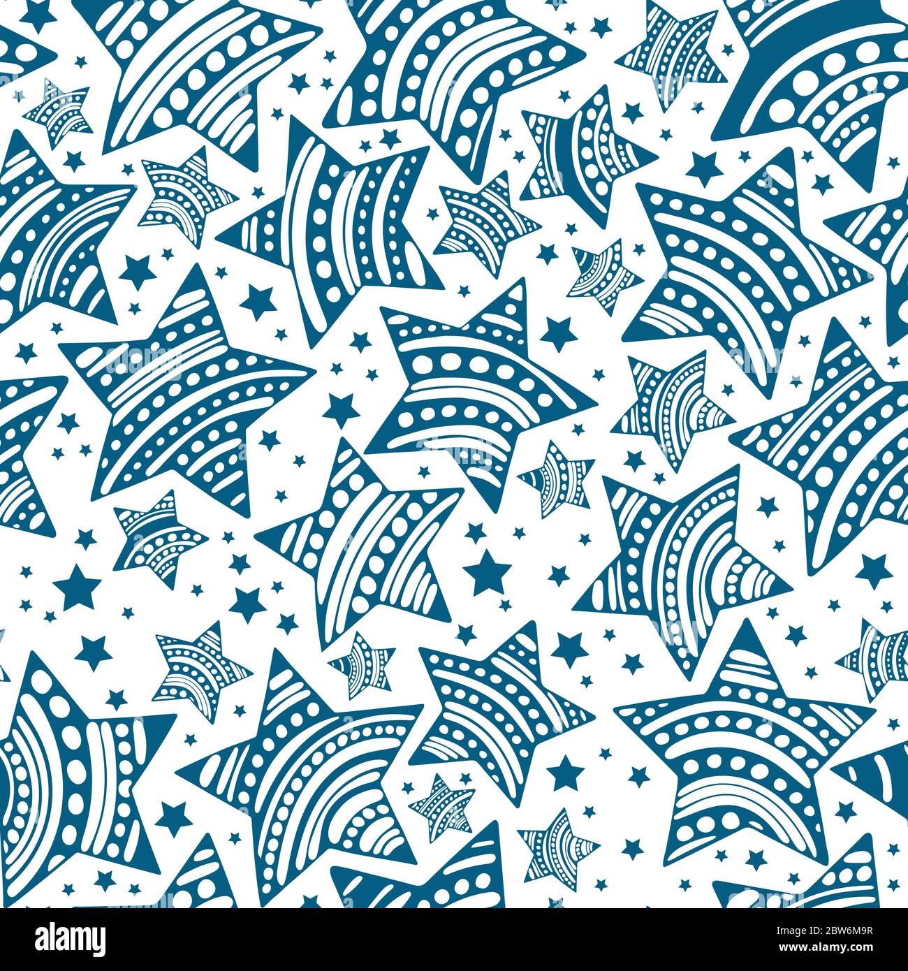 Stars seamless background. Hand drawn different stars endless pattern ...