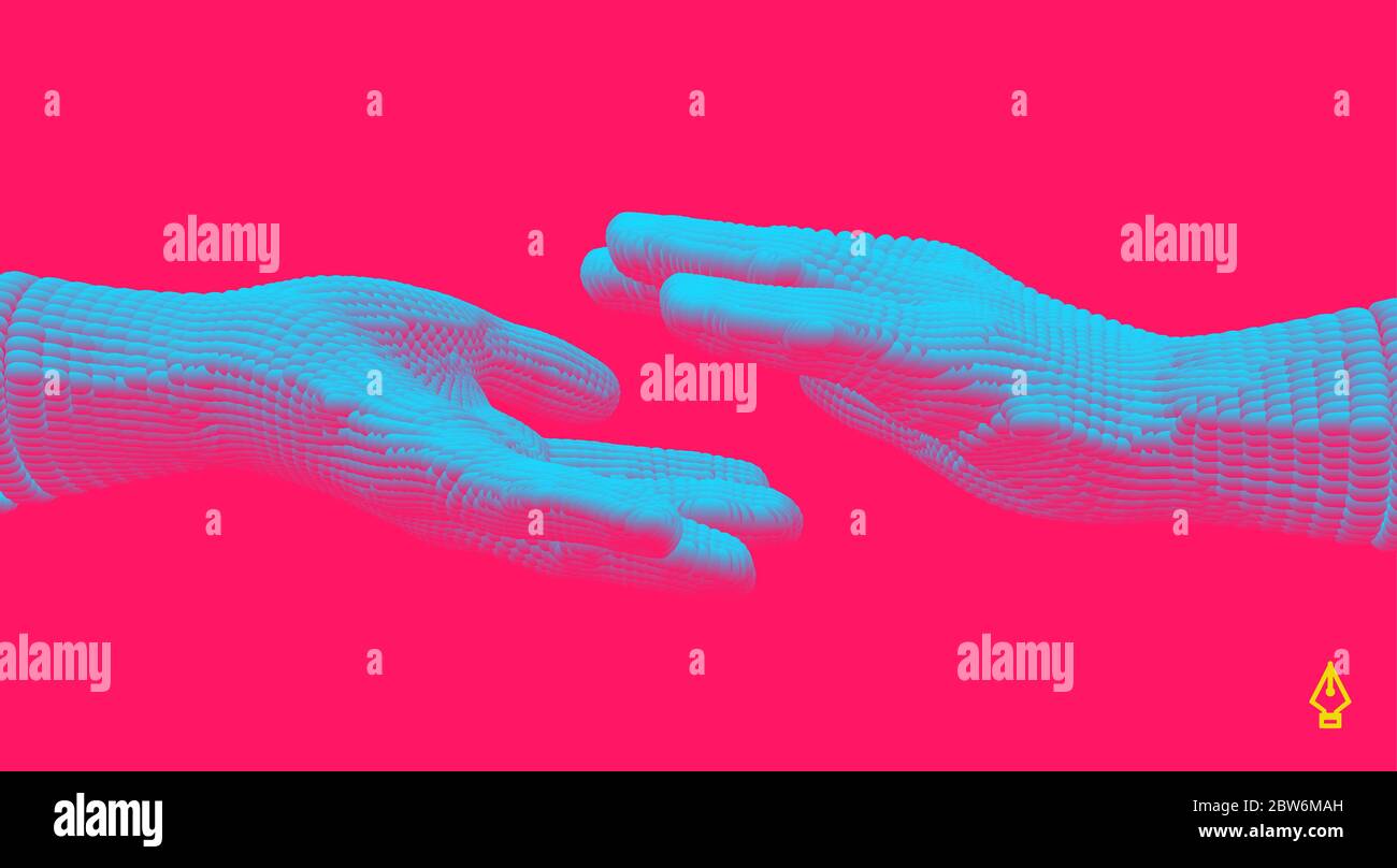Hands reaching towards each other. Concept of human relation ...