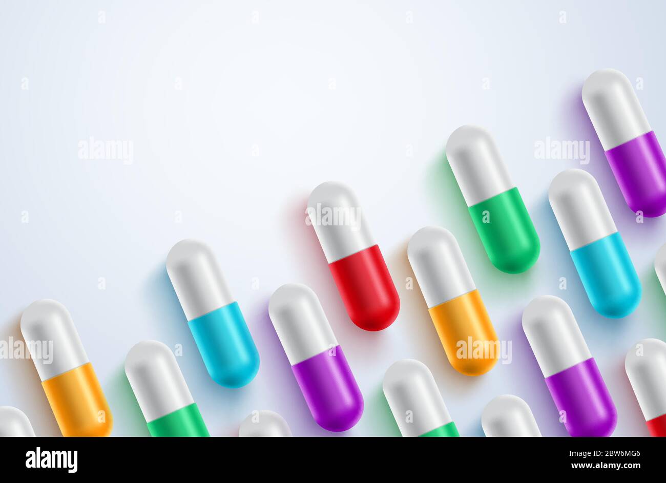 Capsule drug medicine vector background. Colorful medication capsules ...
