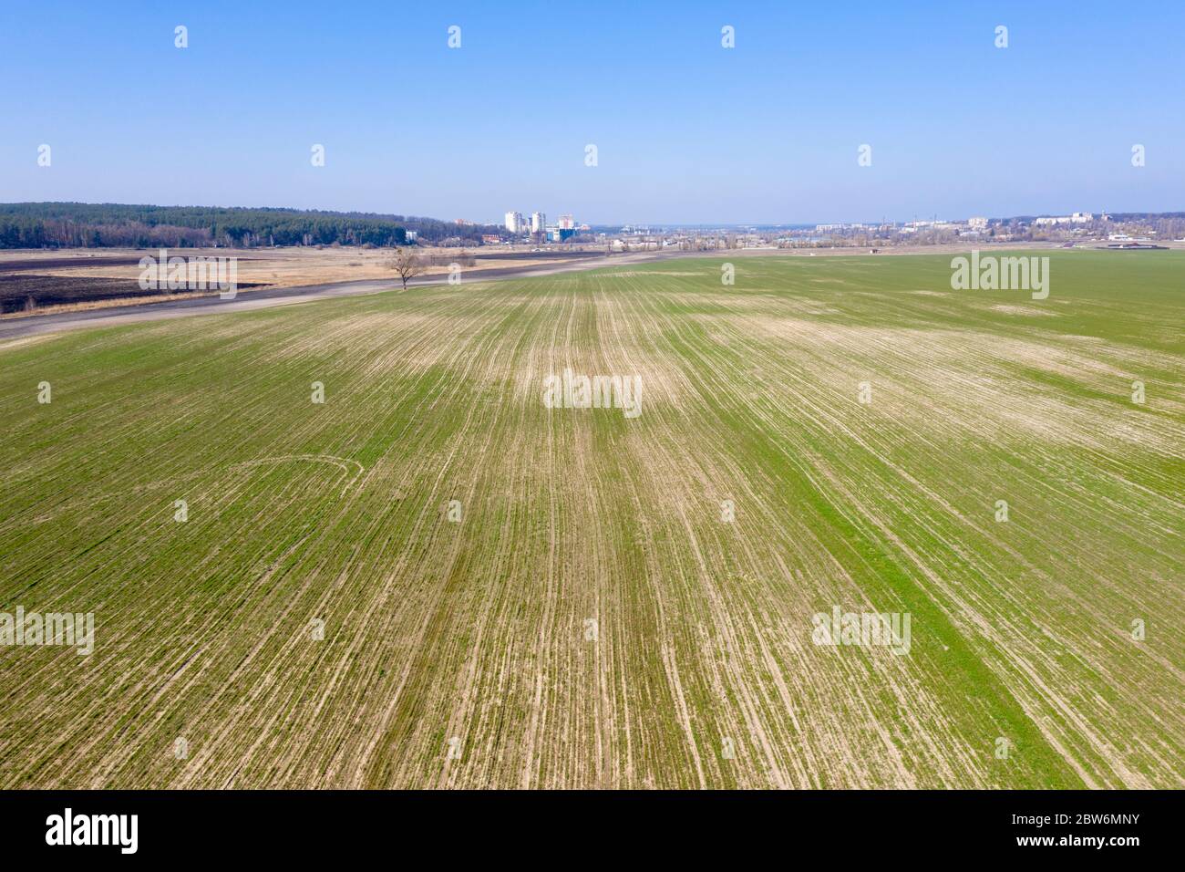 sown agricultural field, view from above Stock Photo - Alamy
